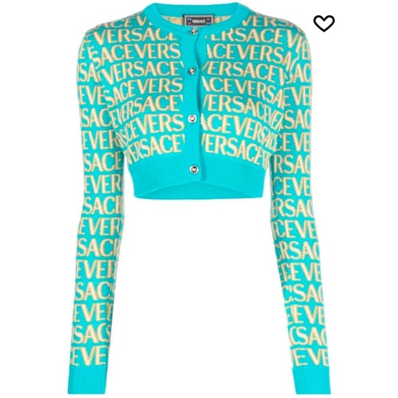Versace | Sweaters | Authentic Versace Allover Logojacquard Cropped ...